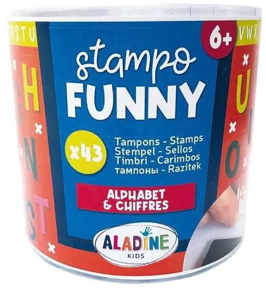 Aladine Dětská razítka Stampo Funny, 43 ks - Abeceda a číslice