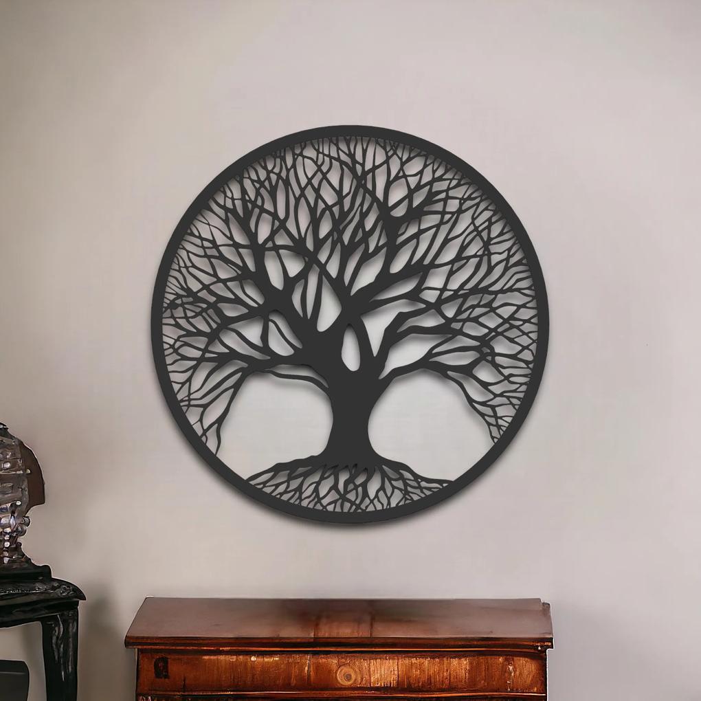 Strom života 12 - kovový obraz na zeď Velikost: 75cm, Barva: Black