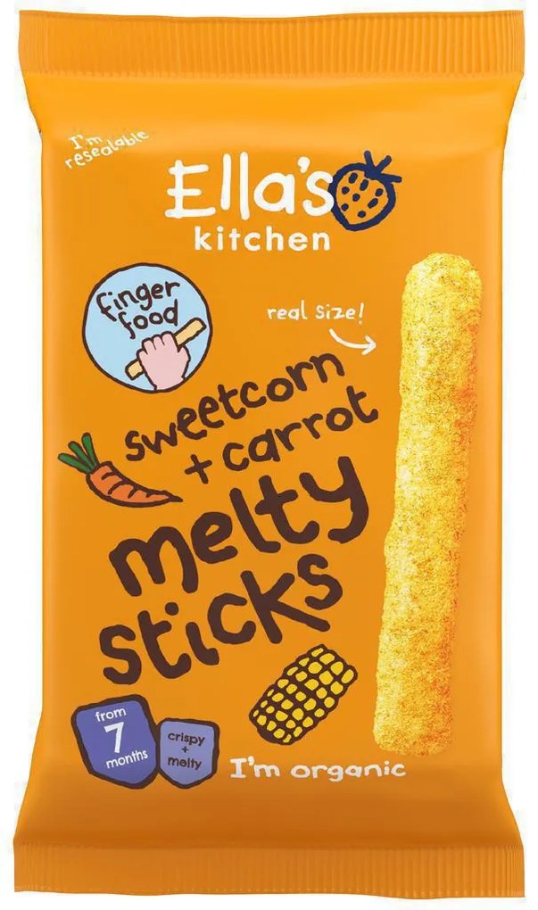 Ella's Kitchen BIO křupavé tyčky s kukuřicí a mrkví (16 g)