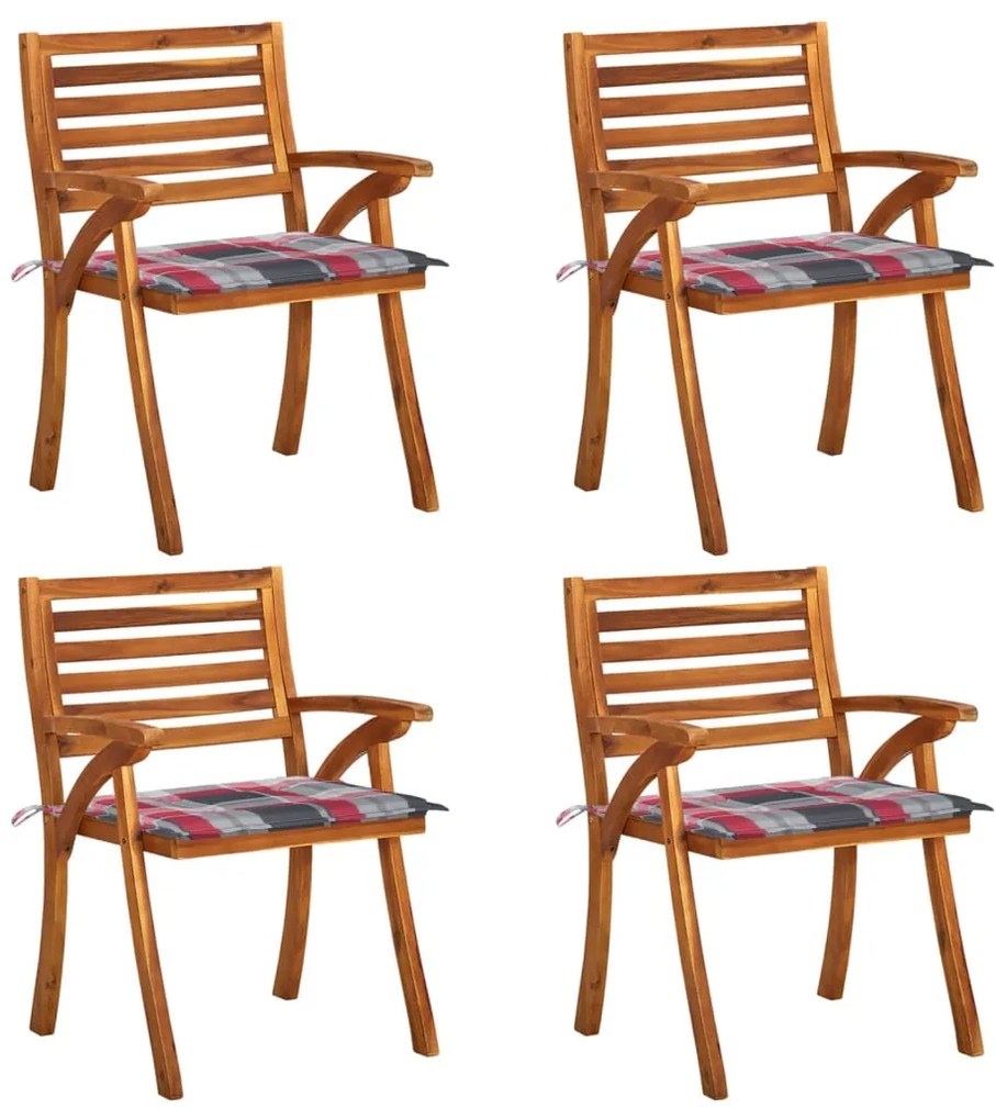 3075187 vidaXL Zahradní židle s poduškami 4 ks masivní akáciové dřevo