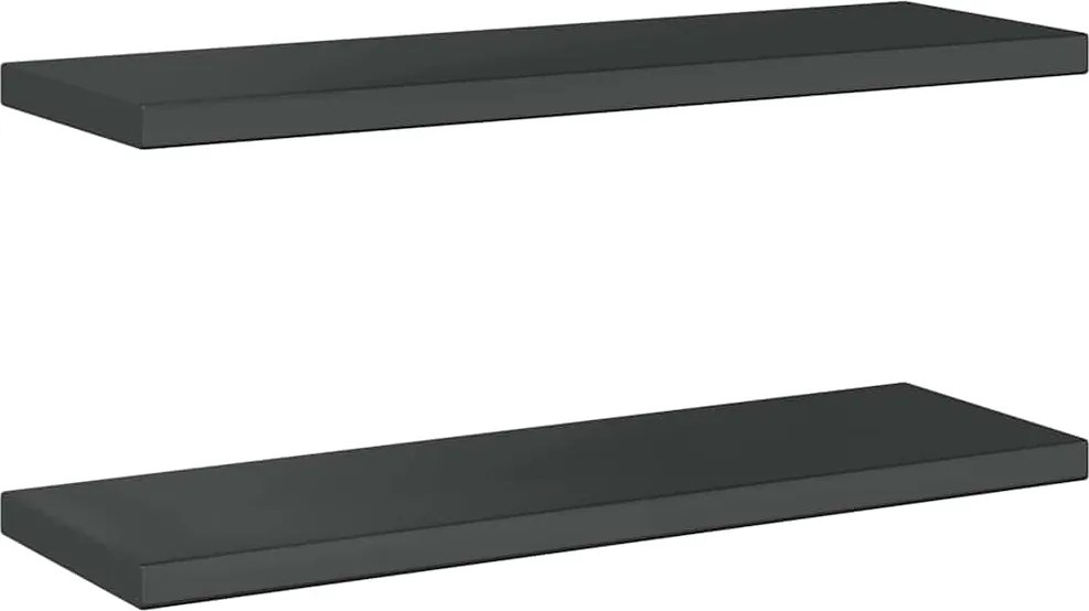 Nástěnné police 2 ks 75 x 23,5 cm černé nerezová ocel 30292