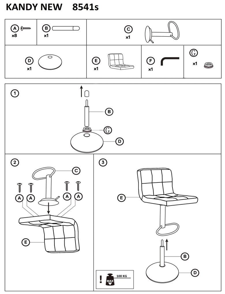 Kondela Barová židle, ekokůže šedá / chrom, KANDY NEW