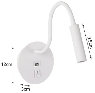 Brilagi - LED Flexibilní nástěnná lampa s USB portem MAYA LED/3W/230V bílá