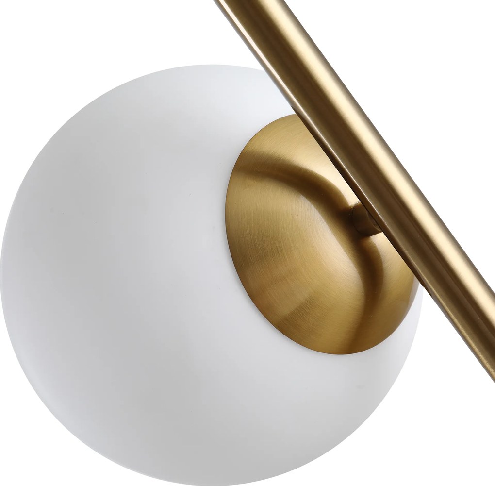 HOMCOM stojací lampa 2-dílná se skleněným stínidlem, ocel a sklo, výška 165 cm, zlatá a bílá, moderní design do obývacího pokoje