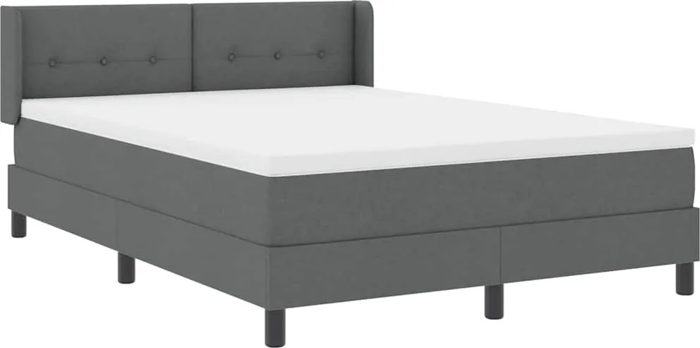Postel s boxspringem s čelo Tmavě šedá 200 x 140 cm textil 3341105