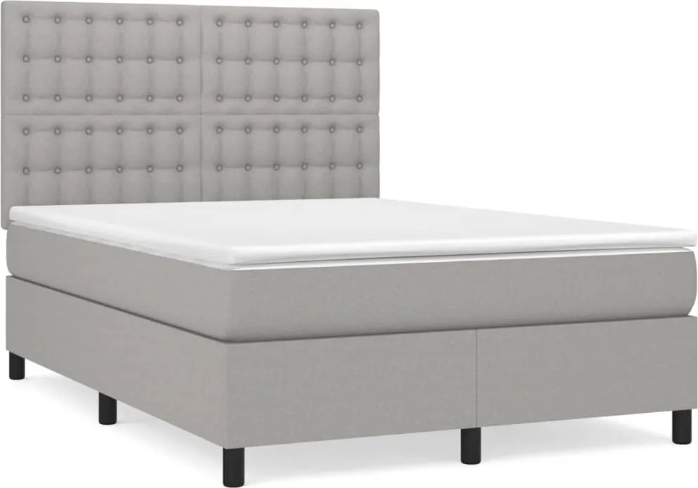 Box spring postel s matrací světle šedá 140 x 190 cm textil 3142089