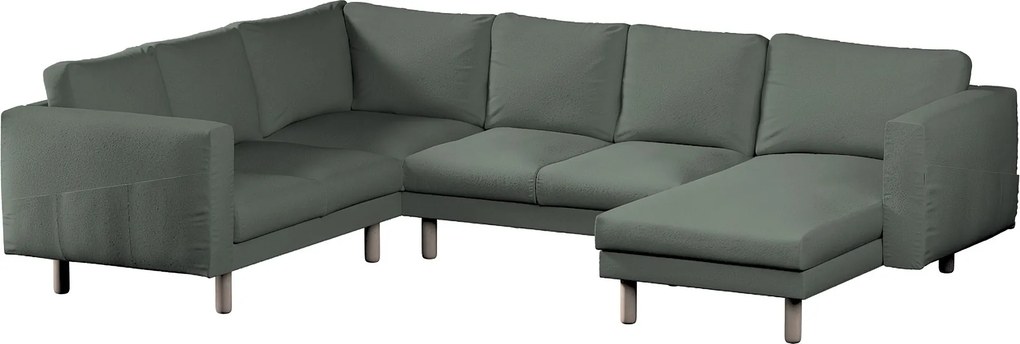 Potah na pohovku IKEA Norsborg rohová, 5-místná se šezlongem barva zelená látka pletený vzor