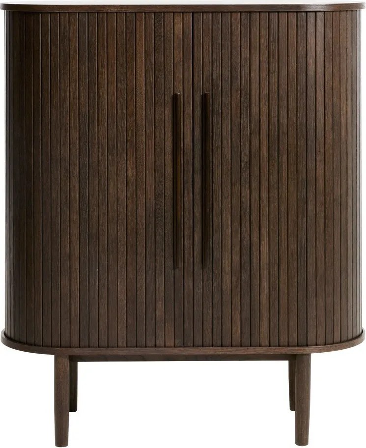 Skříňka v dekoru dubu s posuvnými dveřmi v tmavě přírodní barvě 100x118x40 cm Meta – Unique Furniture