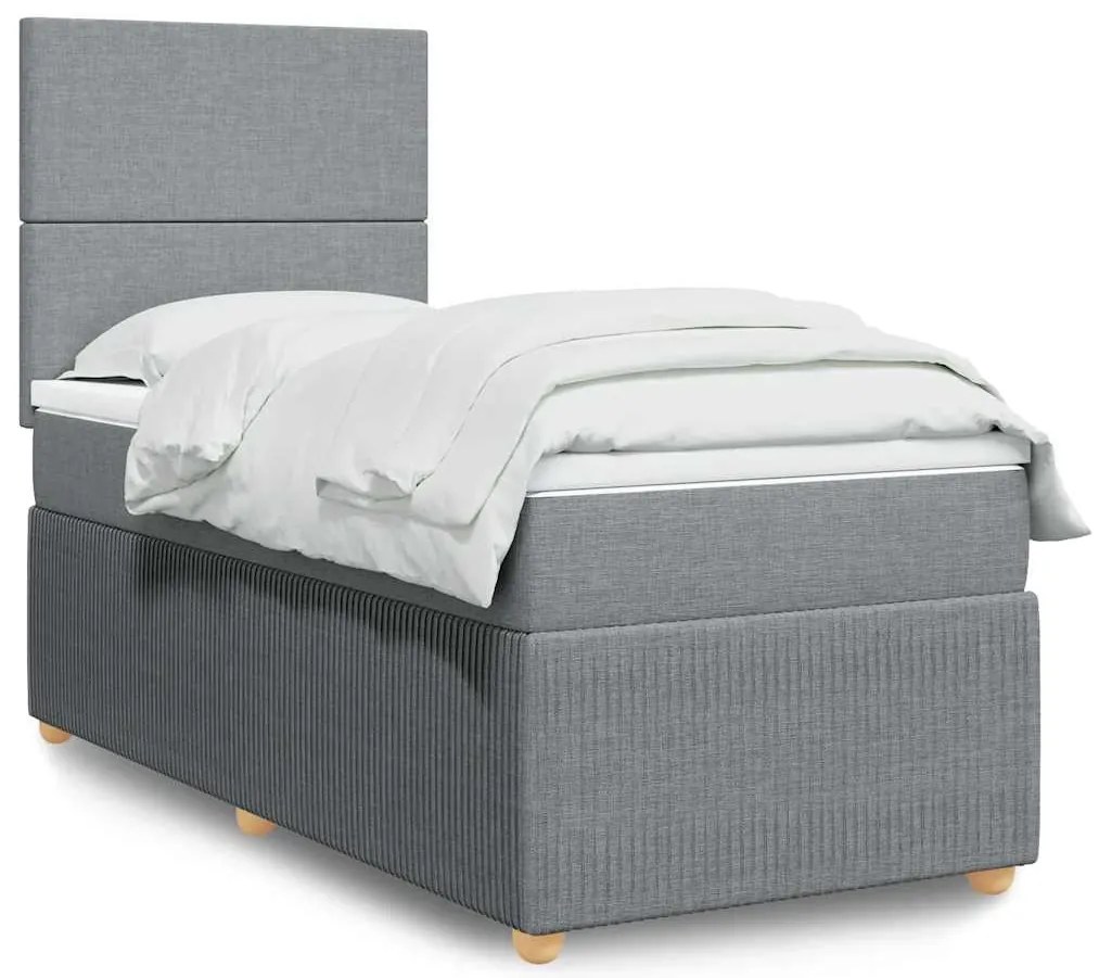 Box spring postel s matrací světle šedá 80 x 200 cm textil 3291876
