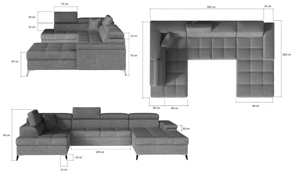 velká rozkládací sedačka EDUARDO potahový materiál: basic, roh: pravý