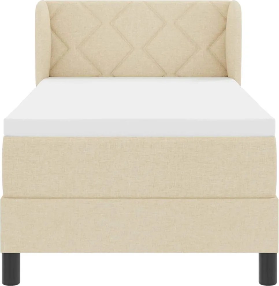 Postel s boxspringem s čelo Krémová 80 x 200 cm textil 3340057