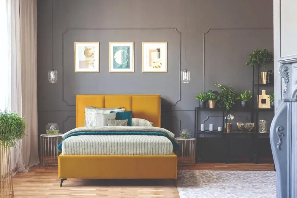 Čalouněná postel CESTO - oranžová 180 × 200 cm