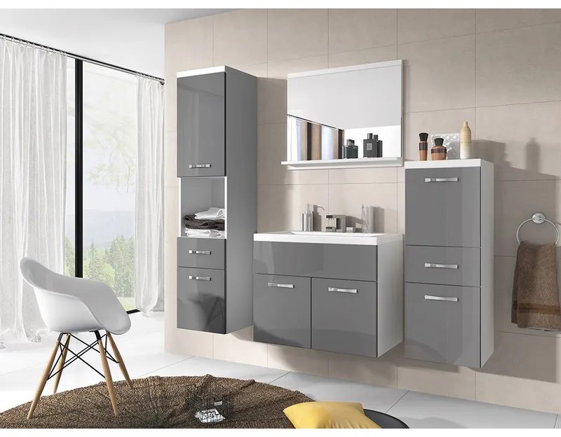 Koupelnový nábytek Lumia, Barva: šedé palladium, Sifon k umyvadlu: ano, Baterie: bez baterie