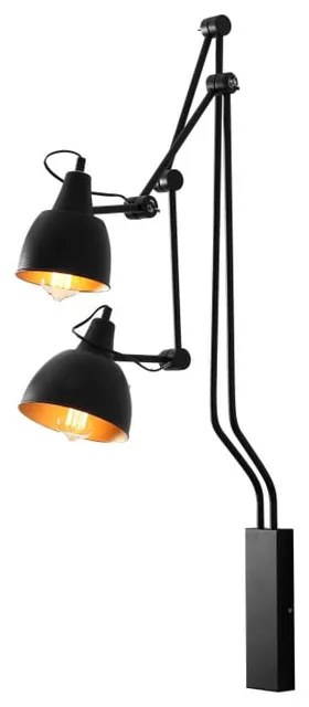 Černá nástěnná lampa pro 2 žárovky Custom Form Coben