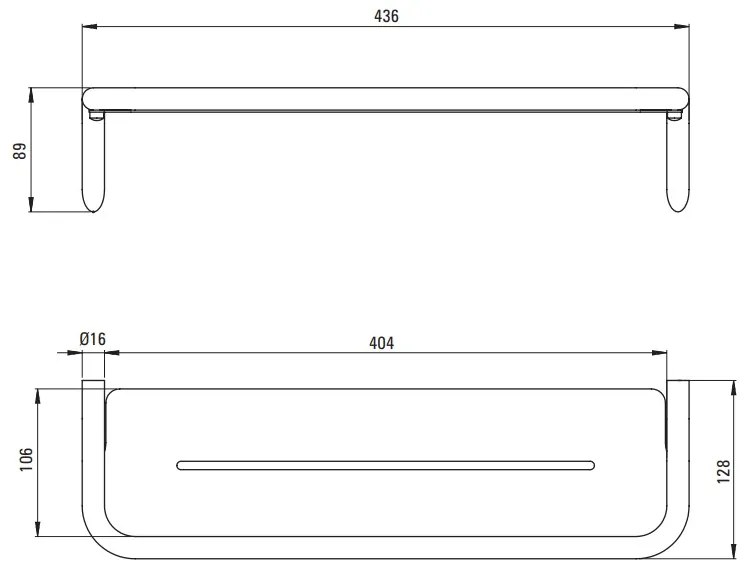 Deante Silia, nástěnná polička 436x124x89 mm, titanová, DEA-ADI_D511
