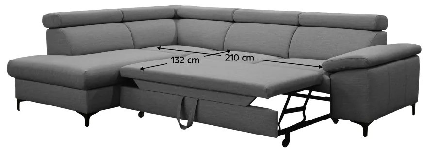 Kondela Rozkládací sedací souprava, šedá, levá, ZACHARY ROH