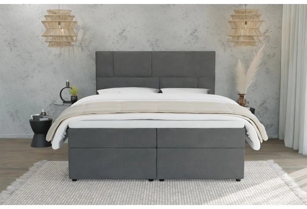 Šedá boxspring postel s úložným prostorem 160x200 cm Lola – Ropez
