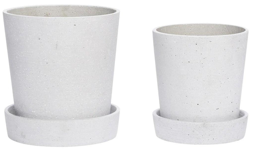 Hübsch Betonový obal na květináč s miskou Grey Větší, šedá barva, beton 17cmx19cm