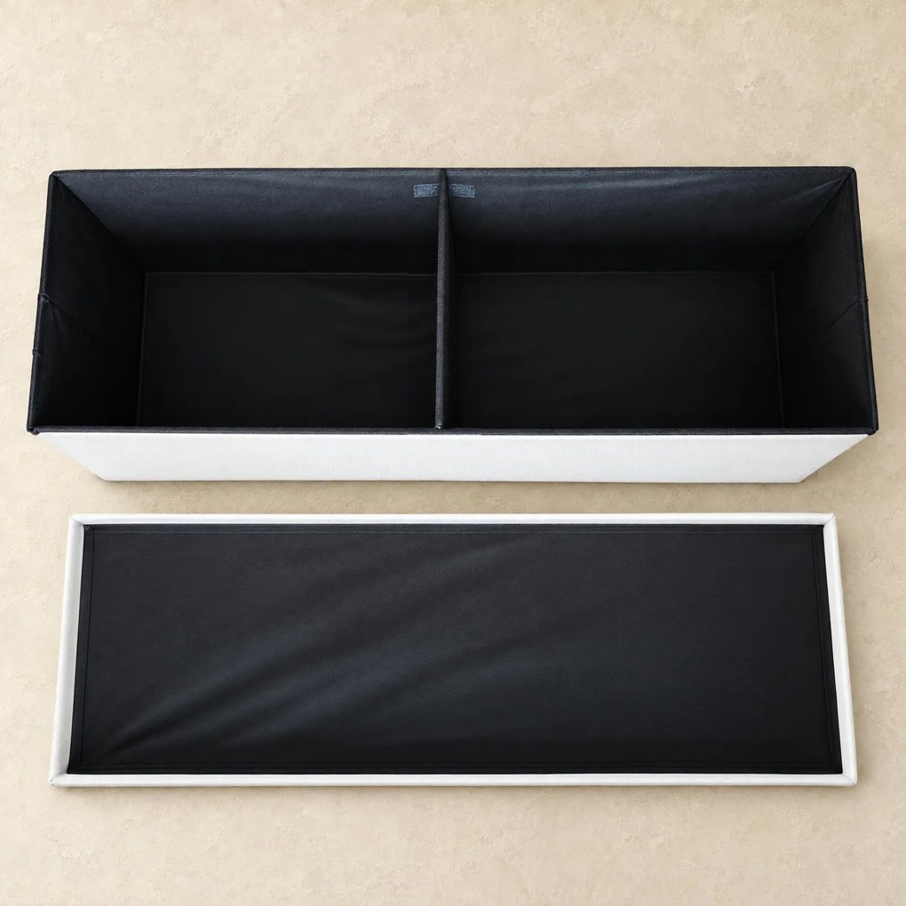 Puf s úložným prostorem, obdélníkový, skládací, 110 × 38 × 38 cm, béžový