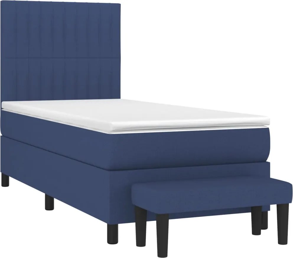 Box spring postel s matrací modrá 90x190 cm textil 3136723