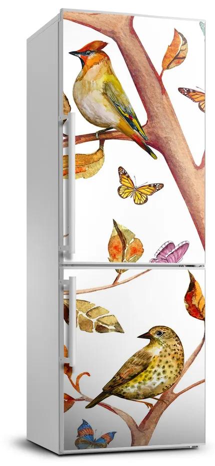 Wallmuralia Nálepka fototapeta lednička Motýl listí 60x180 cm