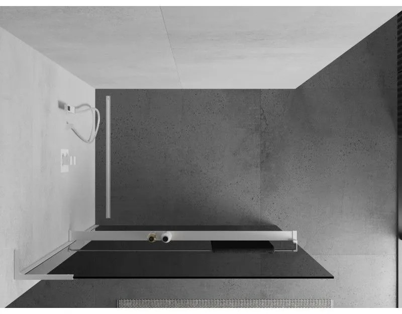 Mexen Kioto+ L, sprchová zástěna Walk-In s poličkou a věšákem 80 x 200 cm, 8mm šedé sklo, bílý profil, 800-080-123-20-40
