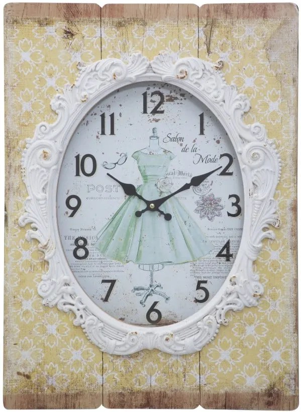 BonamiŽluté nástěnné hodiny Mauro Ferretti Shabby Dream, 42 x 58 cm