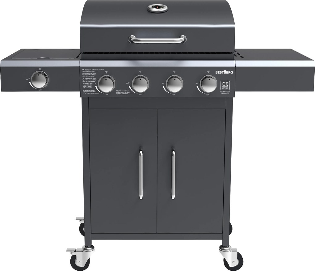 Plynový gril BestBerg BBBQ-28SB / 5 hořáků / 14,4 kW / černá