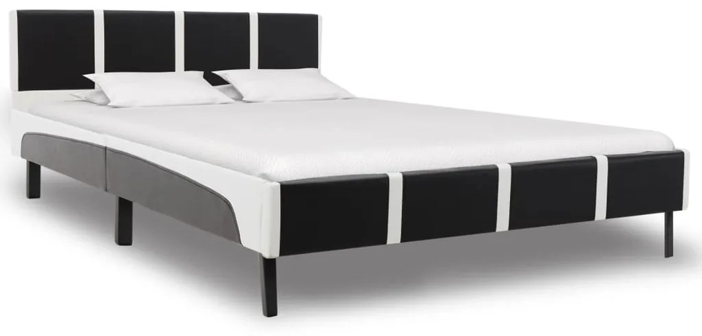 280289 vidaXL Rám postele černobílý umělá kůže 140 x 200 cm