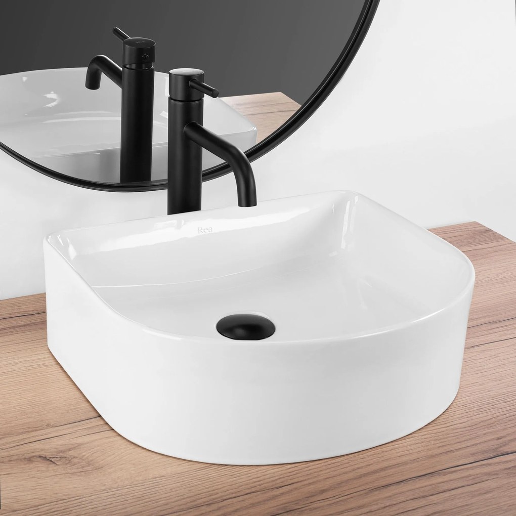 Rea Clara, umyvadlo na desku 400x350x130 mm, bílá lesklá, REA-U0631