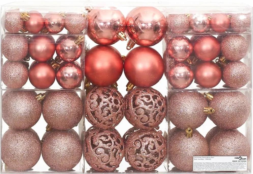 vidaXL Sada vánočních baněk 100 kusů [356102] Barva: Červený a zlatý