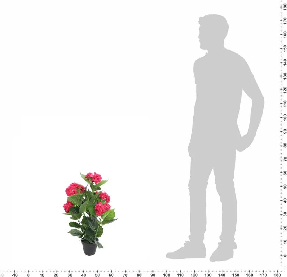 vidaXL Umělá rostlina hortenzie s květináčem 60 cm [244440] Barva: Červená