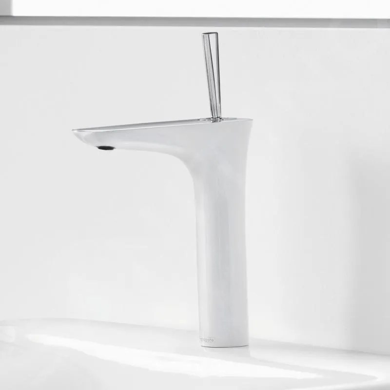 Hansgrohe PuraVida, páková umyvadlová baterie 200 s odtokovou soupravou Push-Open, bílá/chromová, 15081400