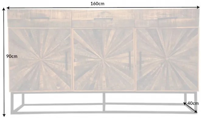 Designová komoda Yadira 160 cm hnědé mango