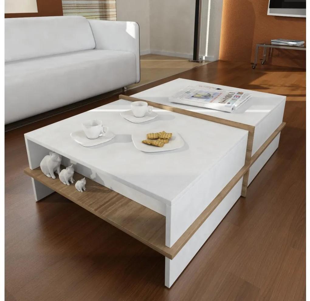 Asir | Konferenční stolek PLUS 35x90 cm hnědá/bílá | AS0825
