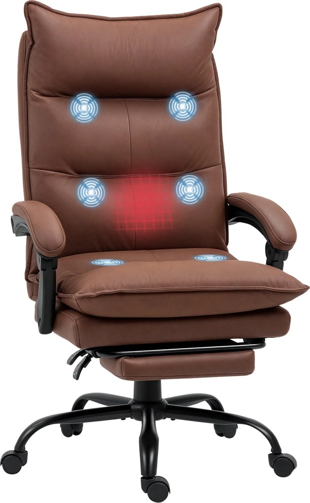 Ergonomická kancelářská židle Vinsetto s masážní funkcí, opěrkou pro bedra, sklápěcí funkcí, nastavitelným výškovým podstavcem a otočným mechanismem 3