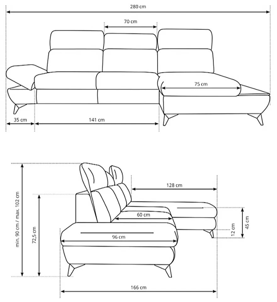 Sedací souprava TITAN | 280x166 cm | rozkládací + úložný prostor | VÝBĚR TKANIN