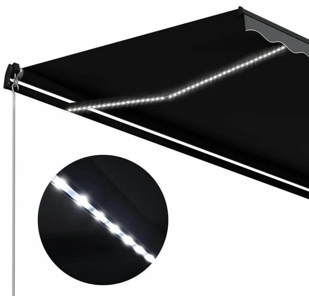 Ručně zatahovací markýza s LED světlem 450x300 cm Dekorhome Bílá / žlutá