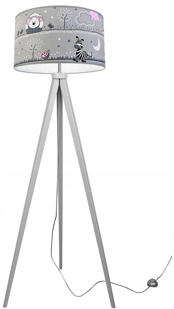 Dětská stojací lampa Ladybird, 1x textilní stínítko se vzorem, (výběr ze 2 barev konstrukce)