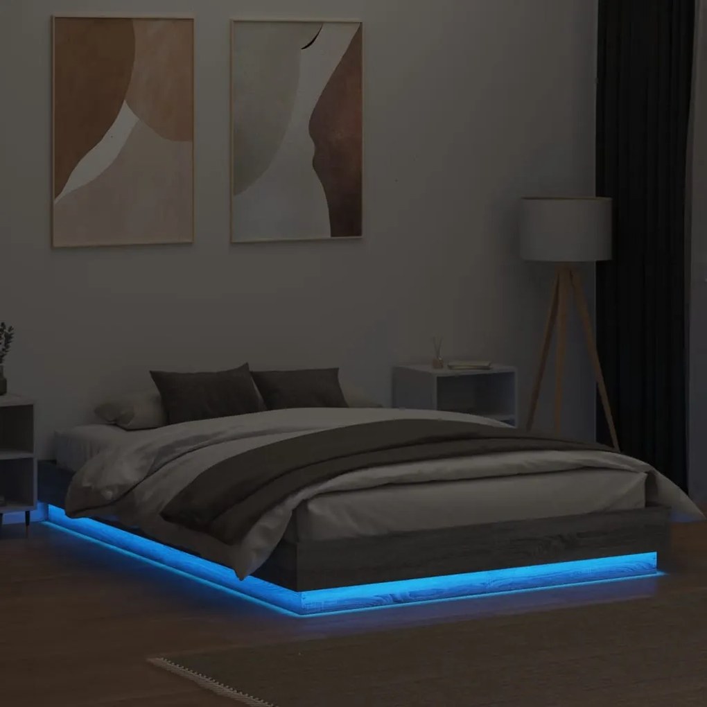 Rám postele s LED osvětlením šedý sonoma 120 x 200 cm 3209805