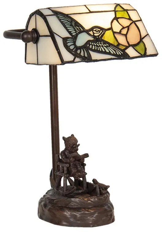 Stolní vitrážová lampa Tiffany s medvídkem – 17x15x28 cm