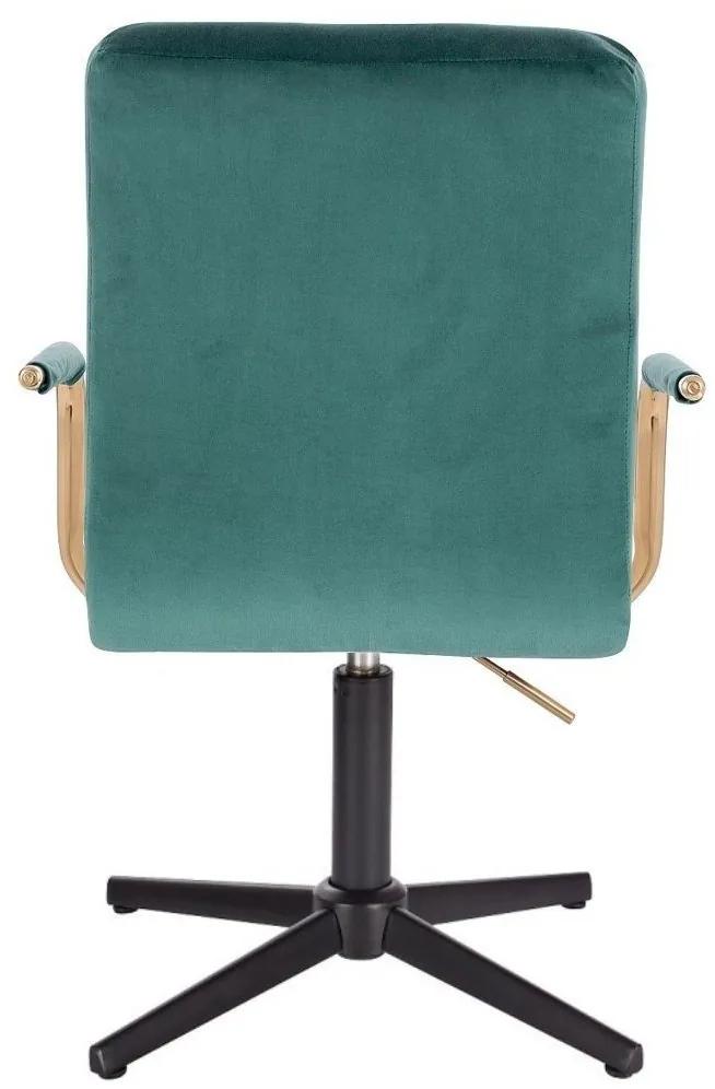 LuxuryForm Židle VERONA GOLD VELUR na černém kříži - zelená