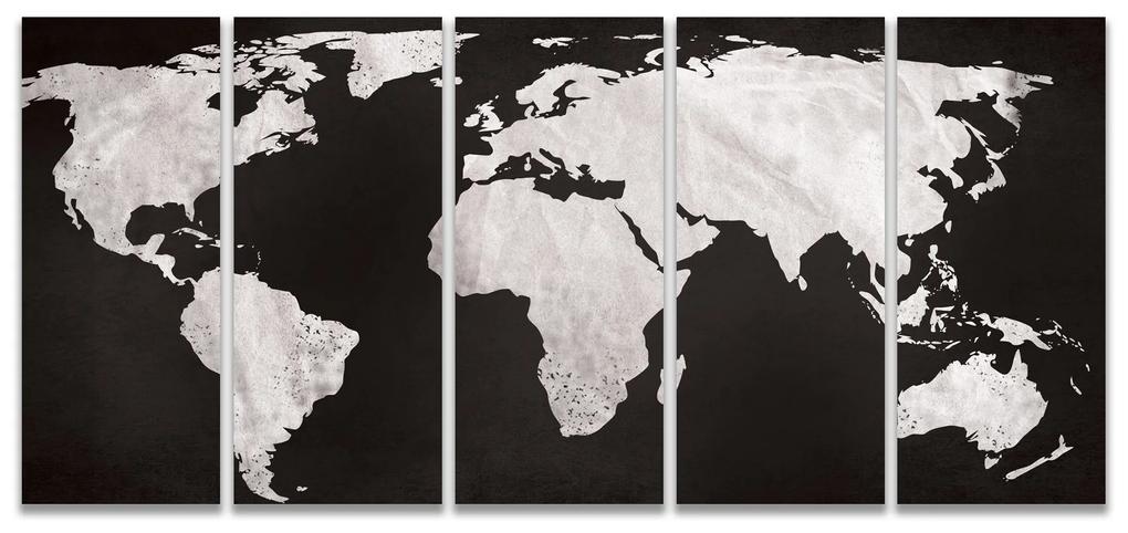 Malvis ® Obraz černobílá mapa světa Velikost (šířka x výška): třídílný obdélník - 120x80 cm