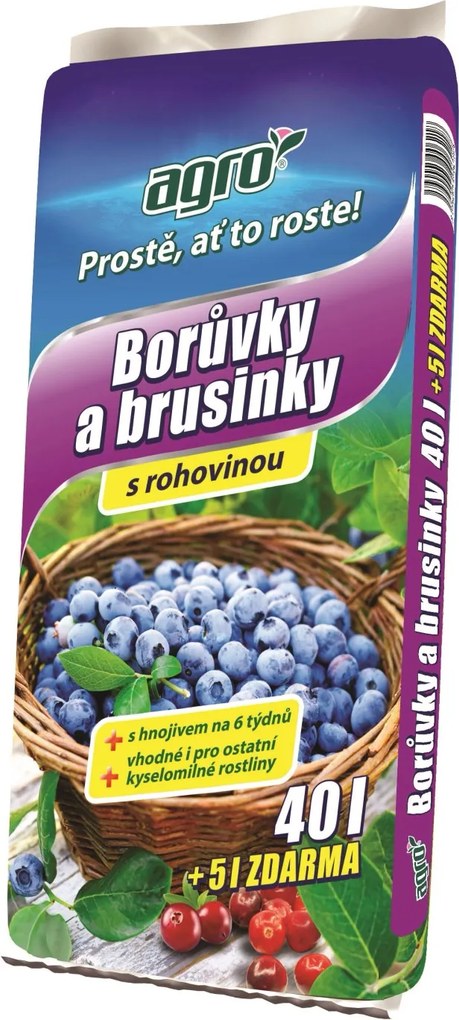 AGRO Substrát pro borůvky a brusinky 40 + 5 l ZDARMA