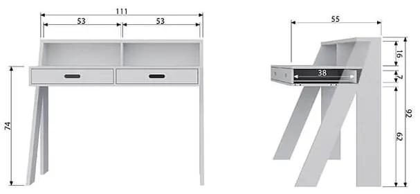Pracovní stůl connect 112 x 55 cm šedý MUZZA