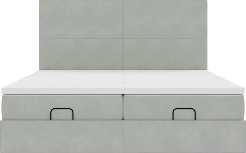 Osmanský rám postele s matracíes světle šedá 160x200cm samet 3313748