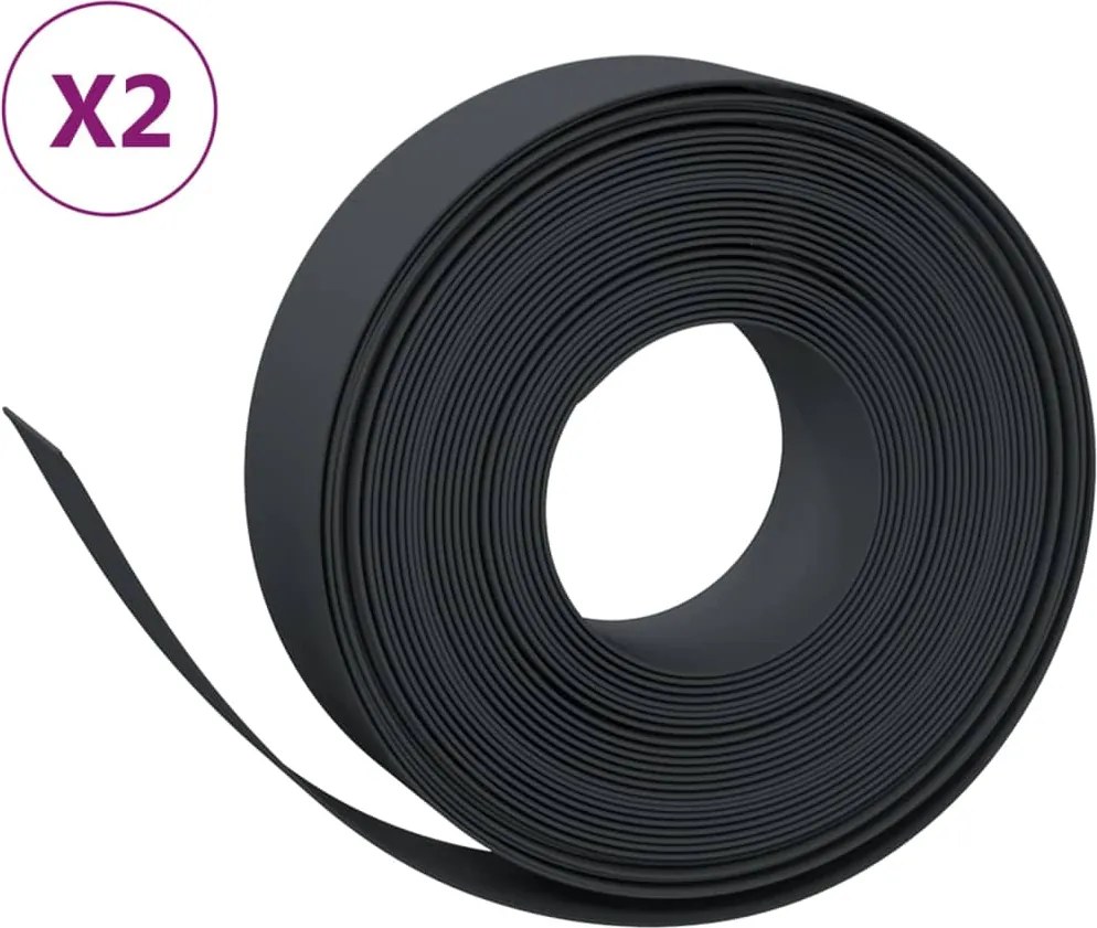 Travní lemy 2 ks černé 10 m 15 cm polyethylen 3155444