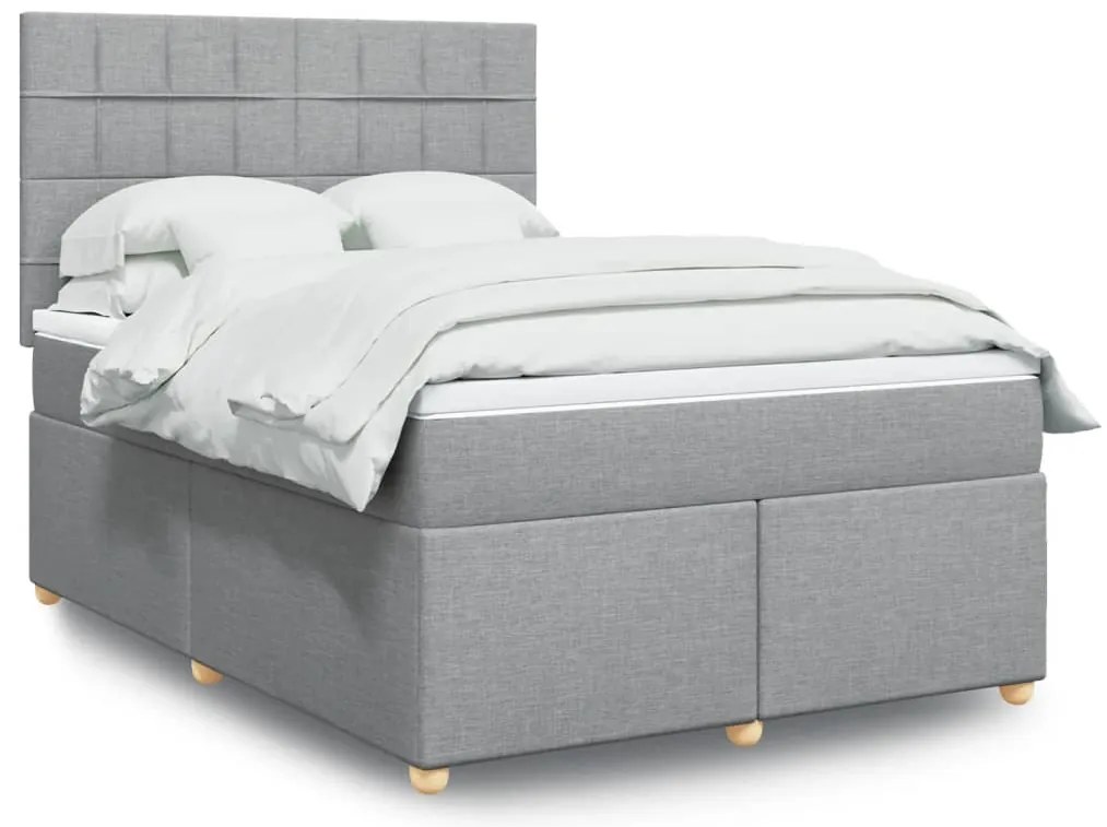 Box spring postel s matrací světle šedá 160 x 200 cm textil 3293631