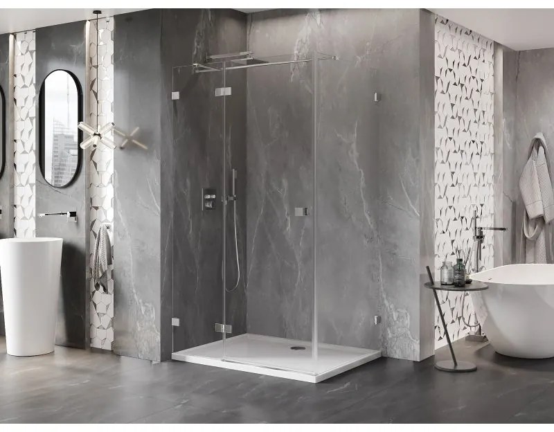 Mexen Lunar T, sklápěcí sprchový kout levý 110 x 70 cm, 8mm čiré sklo, chromový profil, 834T-110-070-01-00-L