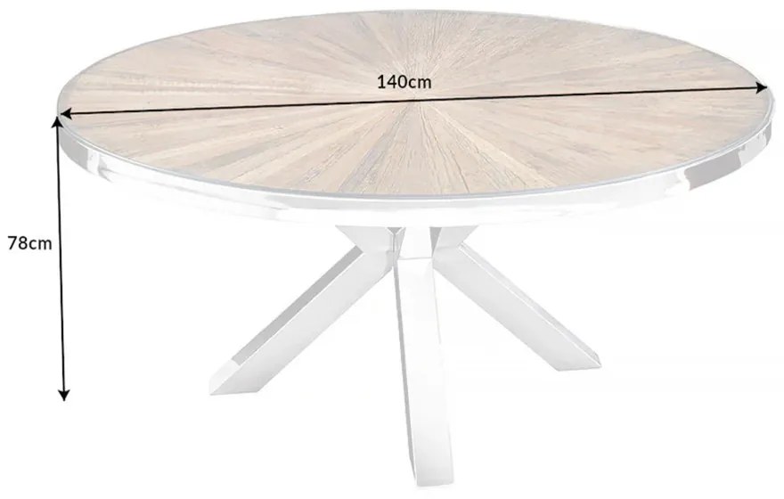 Massive home | Kulatý jídelní stůl BARRACUDA 140 cm sklo/masiv teak